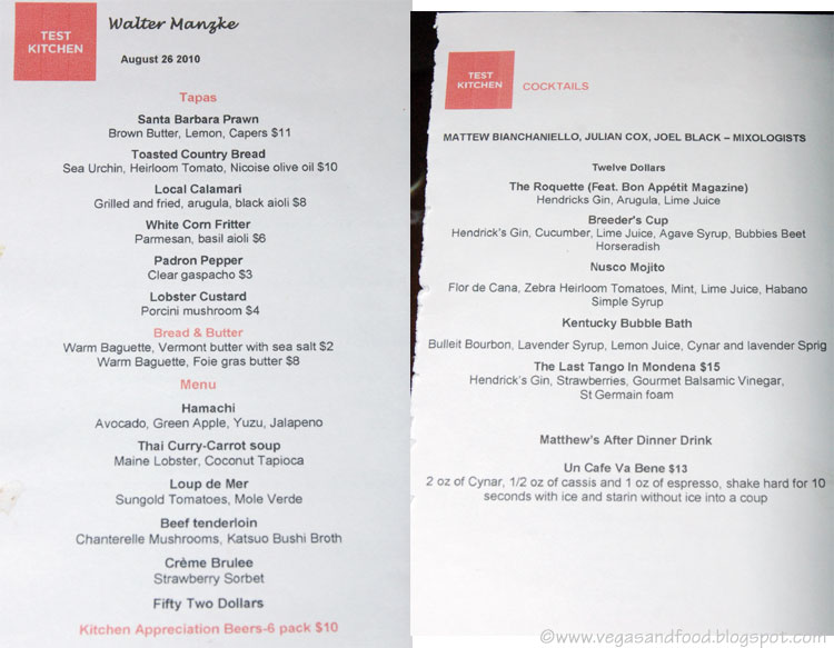 Test Kitchen - Los Angeles - Vegas and Food