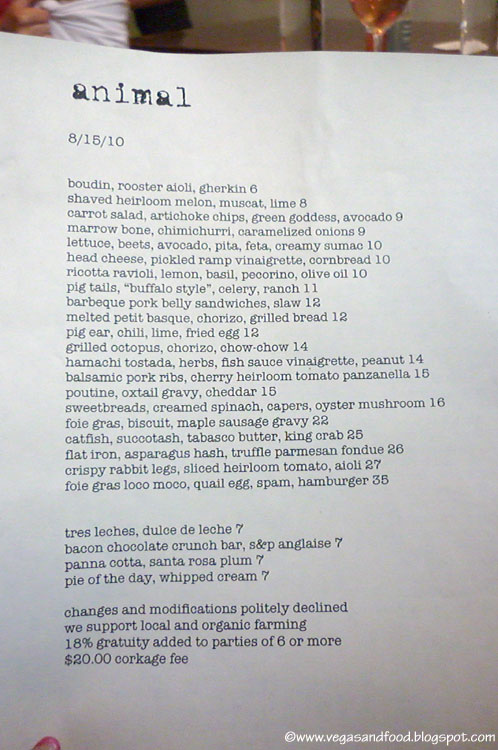 Animal - Los Angeles - Vegas and Food