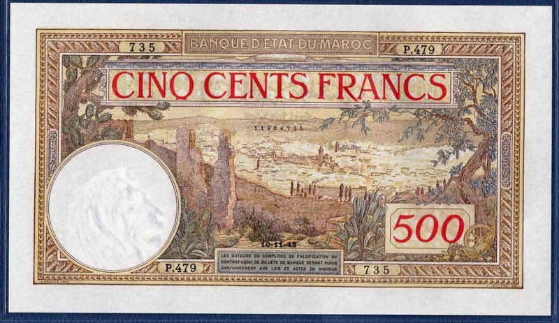 Morocco banknotes 500 Francs banknote of 1948|World Banknotes & Coins ...