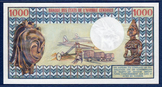 Cameroon banknotes 1000 Francs banknote of 1974 Bank of the Central ...