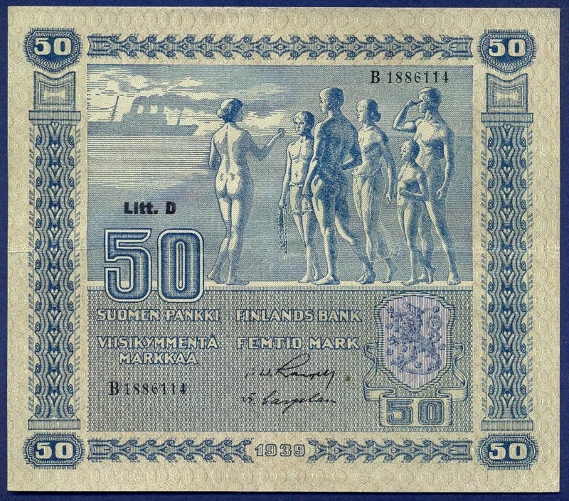 Finland paper money 50 Markkaa banknote 1939|World Banknotes & Coins ...
