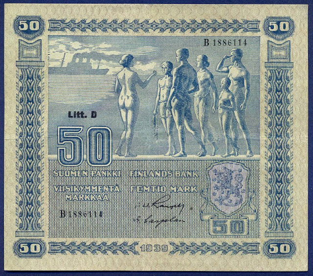 Finland paper money 50 Markkaa banknote 1939|World Banknotes & Coins ...