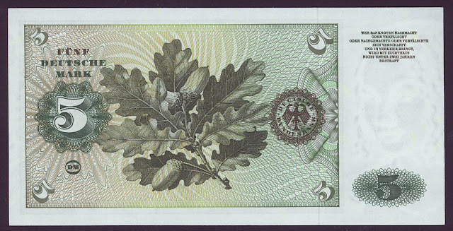 German currency 5 Deutsche Mark banknote 1960 Venetian Woman by ...