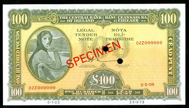 Ireland Republic 100 Pounds banknote Lady Lavery|World Banknotes ...