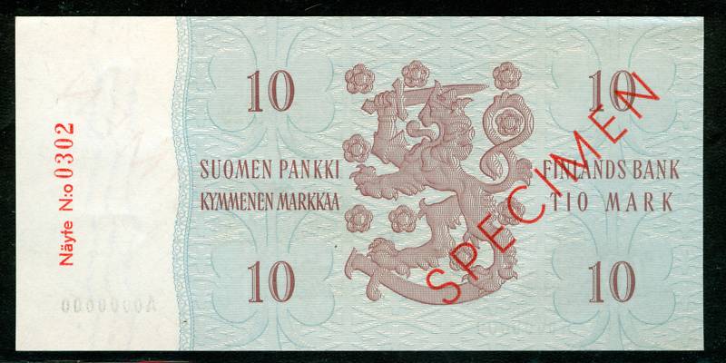 Finland 10 Finnish Markka banknote 1963 Paasikivi|World Banknotes ...