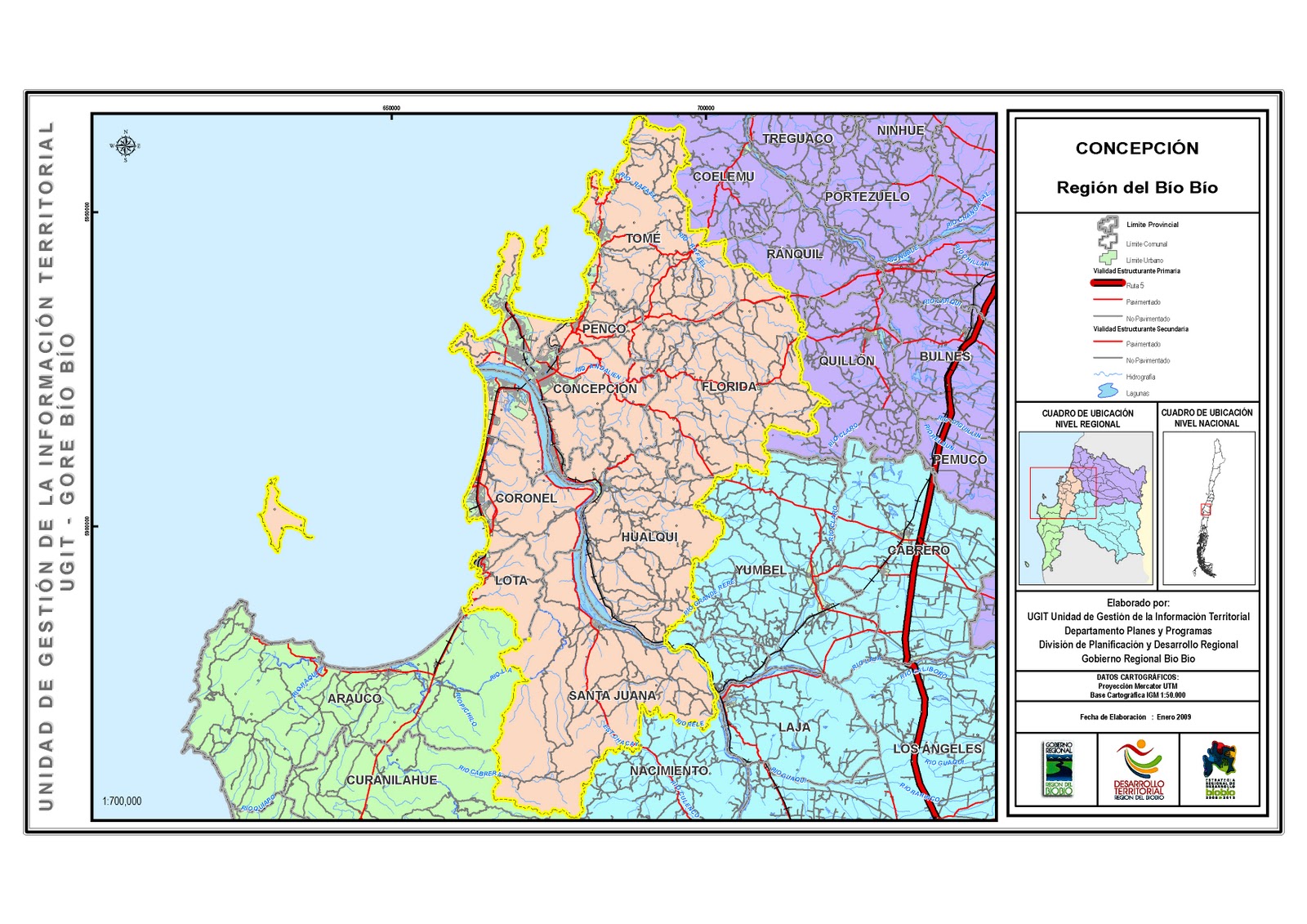 en.viaje: Mapas Region del Bio Bio, Provincia de Concepción.