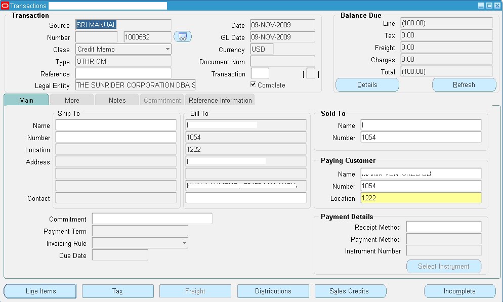 Oracle e learning: R12 AR Credit Memo Refund