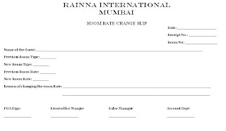 BANK OF RAINNA: ROOM RATE CHANGE SLIP