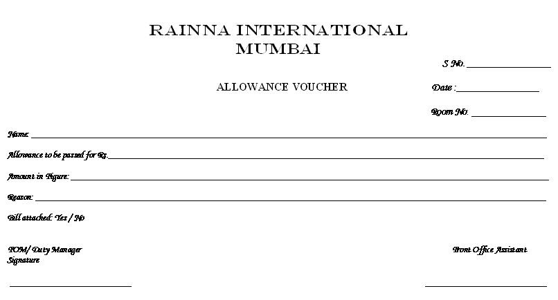 BANK OF RAINNA: ALLOWANCE VOUCHER