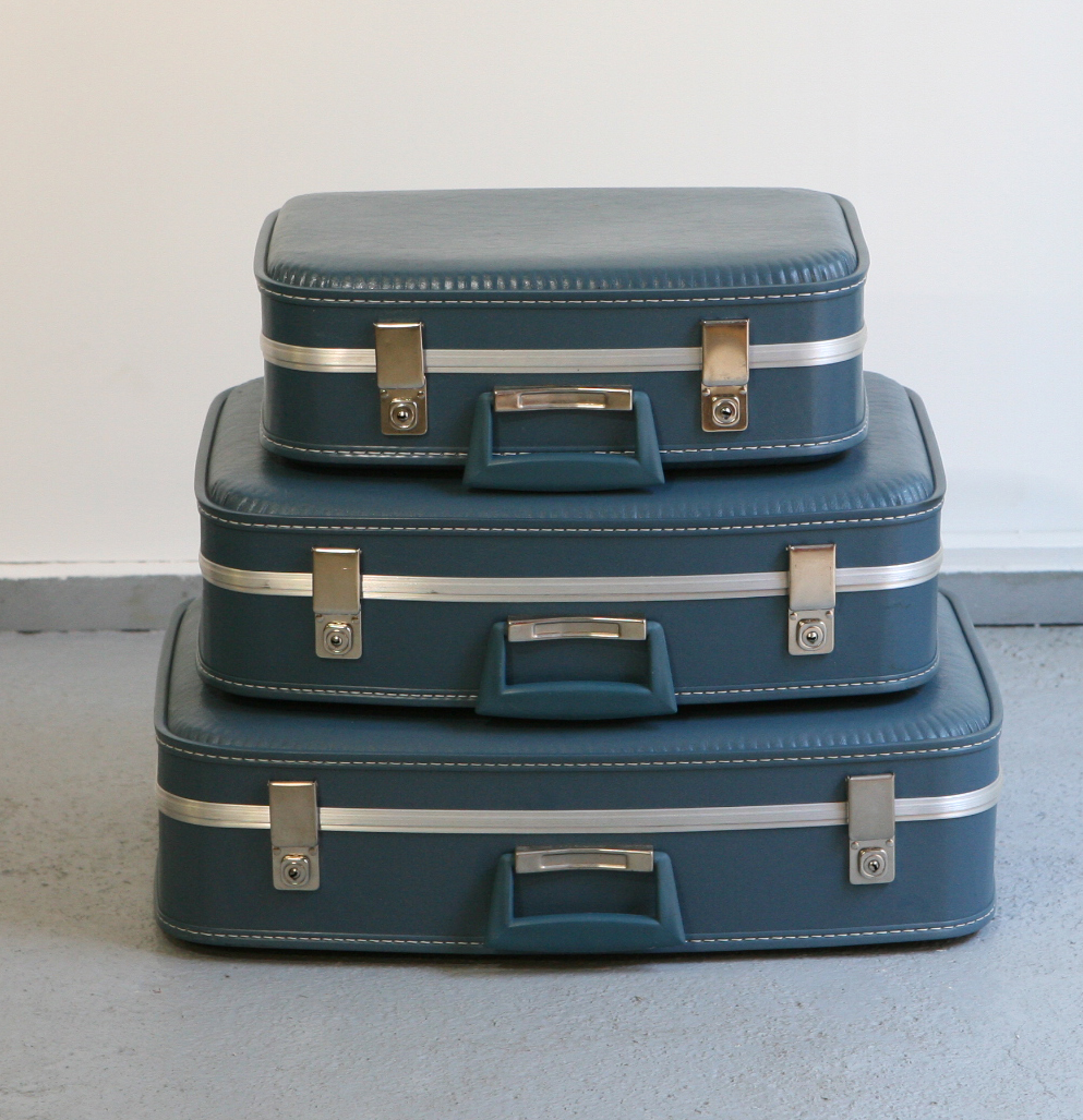 BAOS: VALISES VINTAGE BLEUES (LOT DE 3) - ANNÉES 60