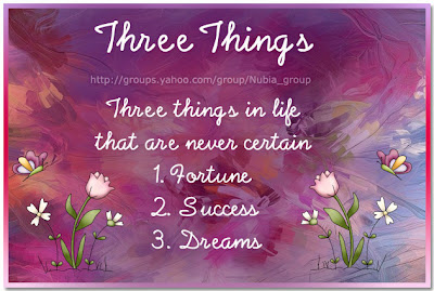 "Live, Love & Suffer but never learn to Surrender.": THREE THINGS!!!