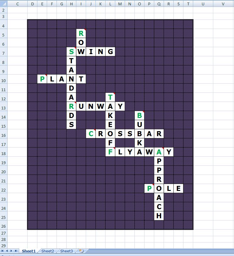 Freund's 422 blog: Cross Word Puzzle Using Excel