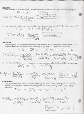 Accelerated Chemistry: Stoichiometry packet pages 2-3