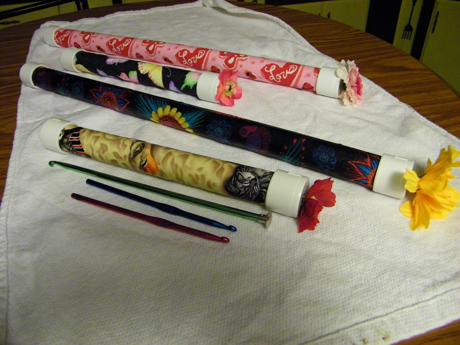 a Paisley Sunflower: Crochet Hook & Knitting Needle tubes