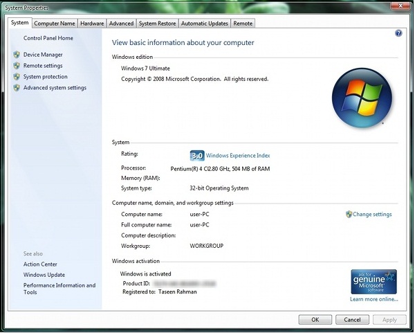 How to Add System Support Information in Windows 7 ~ Windows 7 Support
