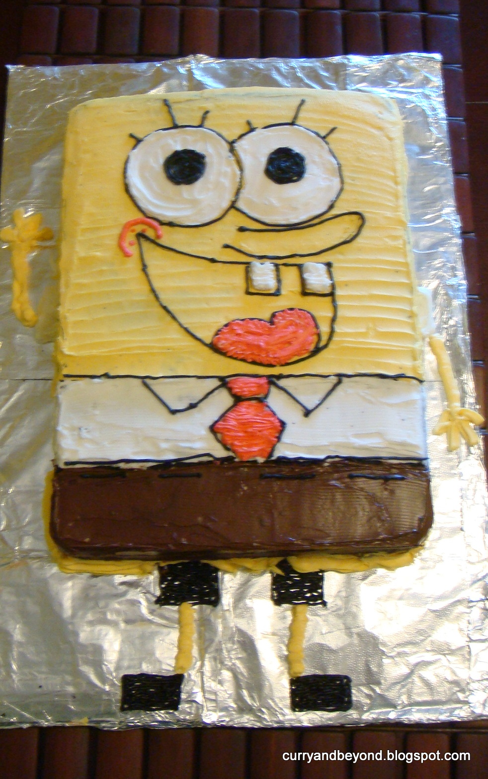 Curry And Beyond: Spongebob Cake - Eggless chocolate cake