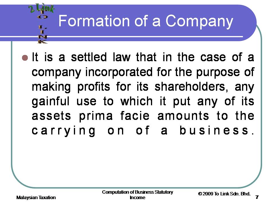 COMPUTATION OF BUSINESS STATUTORY INCOME