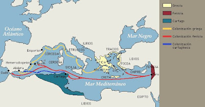 HISTORIA: Mapa histórico: griegos, fenicios y cartagineses en el ...
