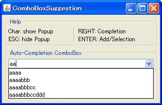 Java Swing Tips: create Auto Suggest JComboBox