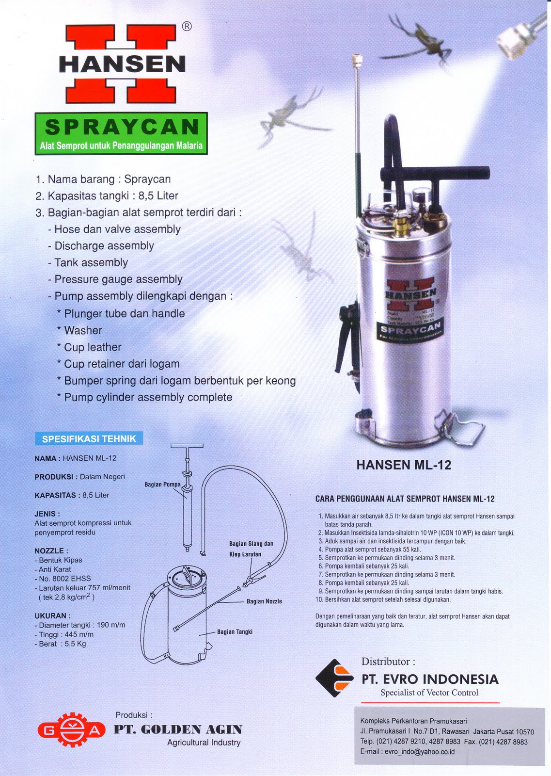 DBD DAN MALARIA: BROSUR N SPESIFIKASI SPRAYCAN HANSEN ML 12