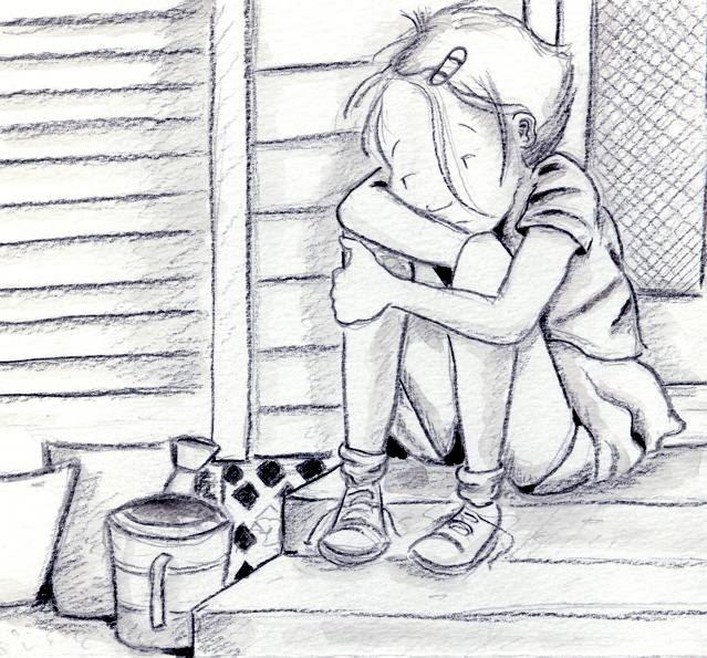 Michelle Henninger: Sad little girl - ink wash