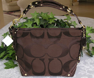 LADIES BAG ONLINE: #089 - COACH SIGNATURE CARLY CHOC BROWN 12871