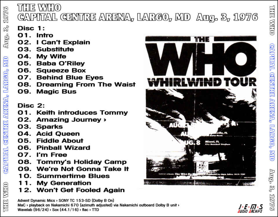 The Who - 1976-08-03 - Capital Centre Arena Largo MD (bootleg) · Rock ...
