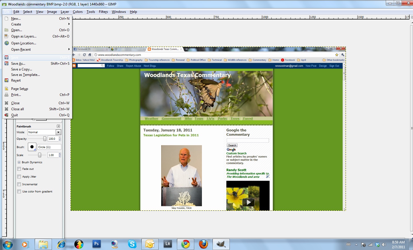 Randy's Photography Place: Converting BMP file to JPEG in GIMP