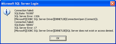 Microsoft Technology: Microsoft SQL Server Login Error