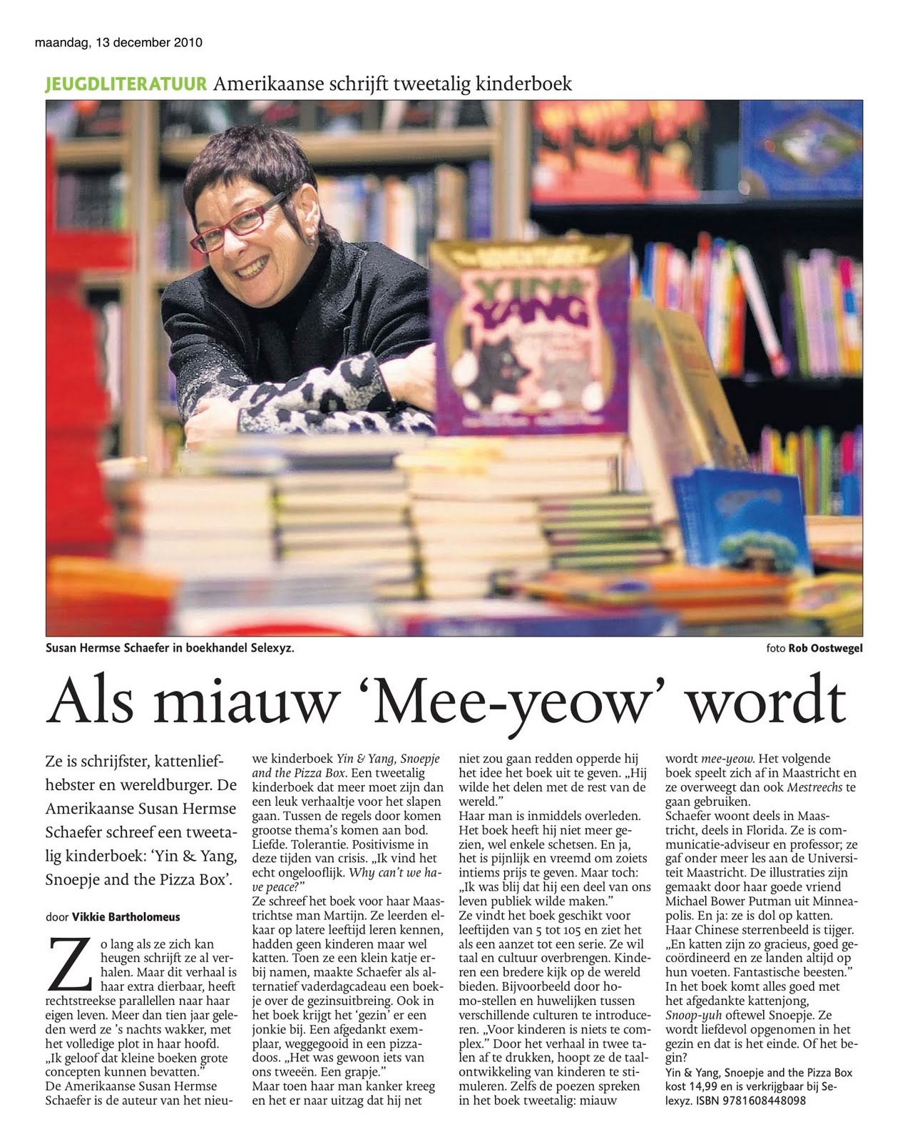 Schaefer's Millennium 3: Dutch newspaper profiles Susan and the book