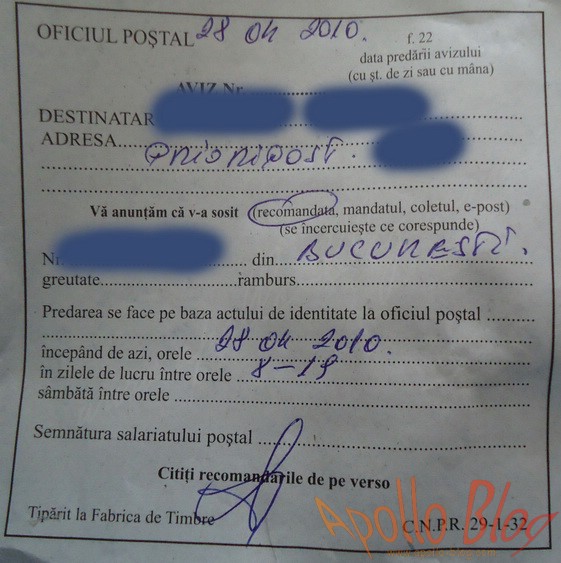 Apollo Blog: Am fost la posta...