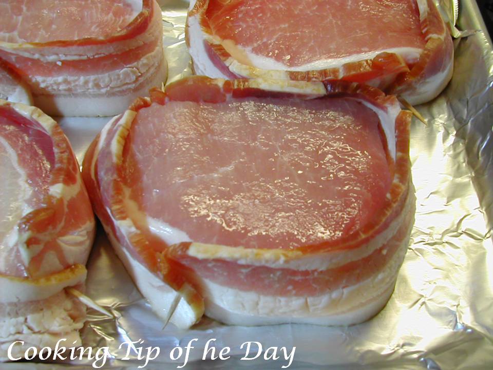 Cooking Tip of the Day: Recipe: Bacon-Wrapped Pork Chops
