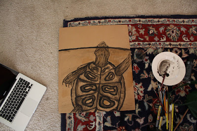 whimsically made: Turtle painting on cardboard