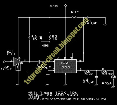 Project Circuit Design: Audio Frequency Meter Using 555 Timer IC