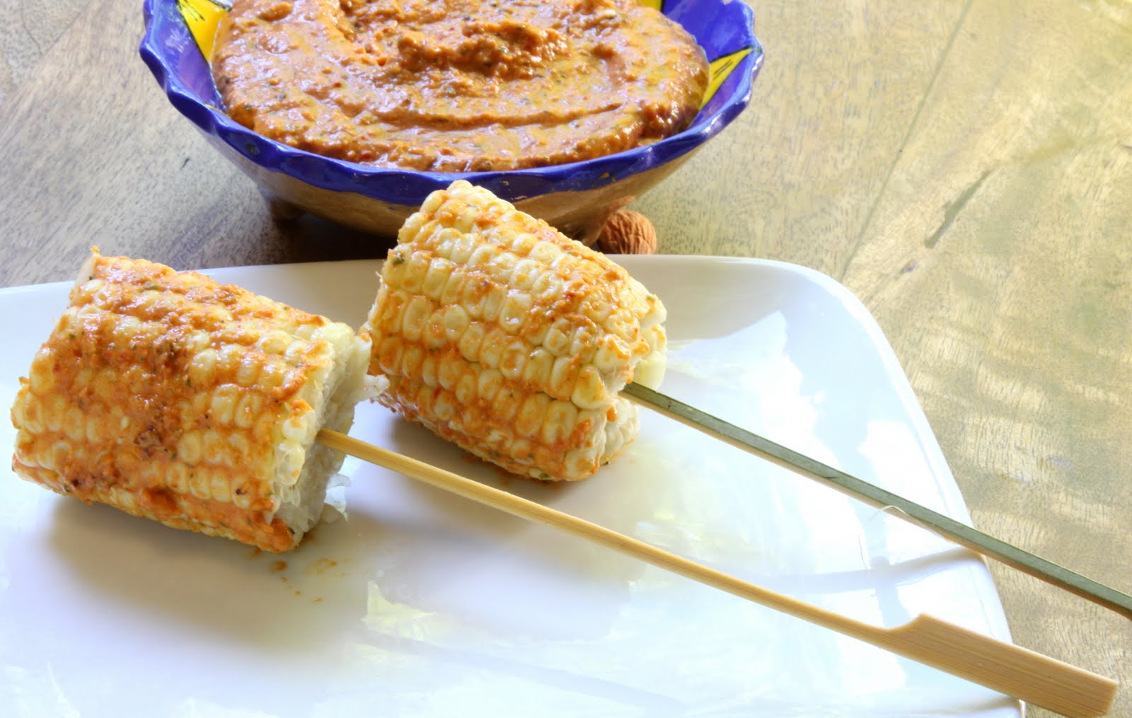 ShowFood Chef: Grilled Corn with Romesco Sauce (made with Nut Butter ...