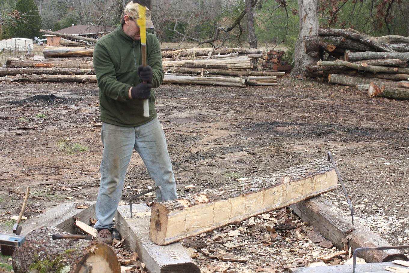 SUZY'S CABIN: Learning to hew a log by hand