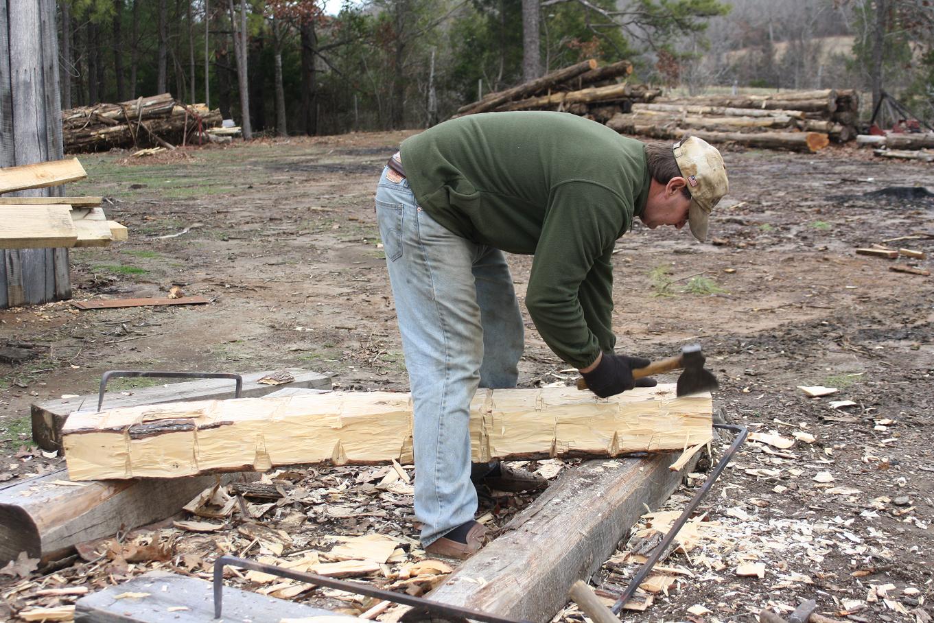 SUZY'S CABIN: Learning to hew a log by hand