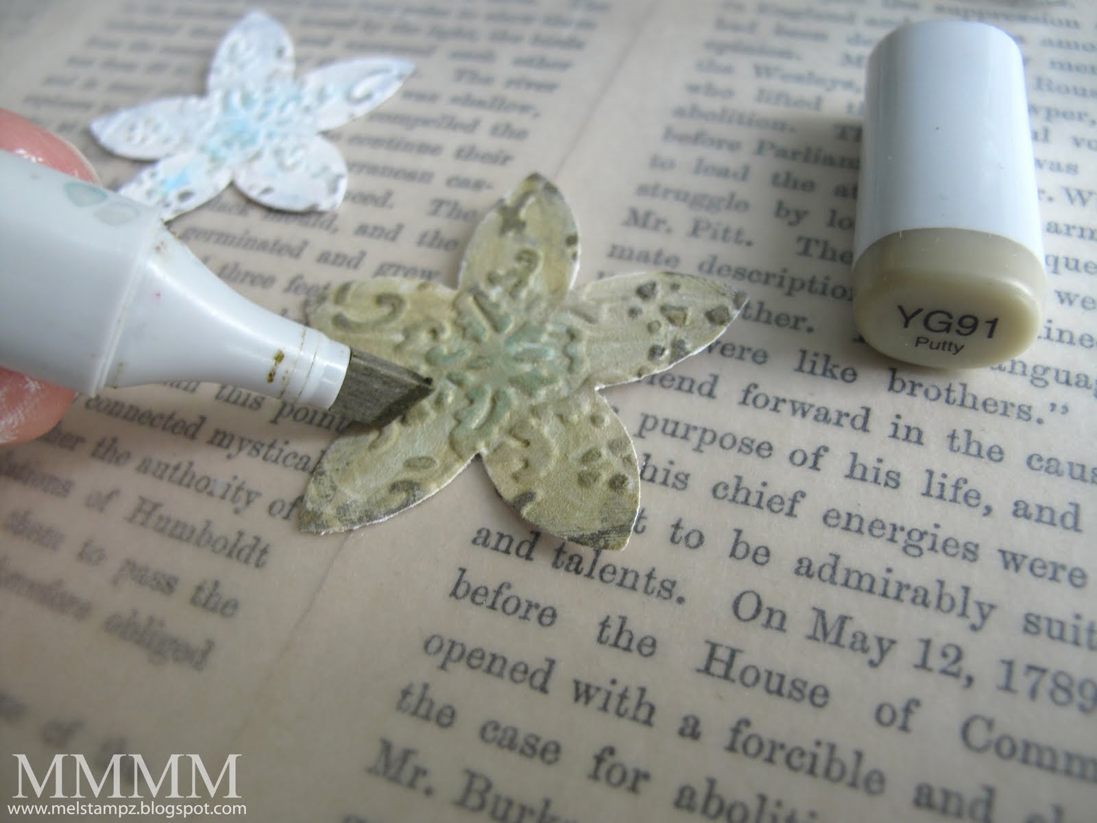 Mel Stampz: Embossed Fresco Flowers (with a 5 petal flower punch & a ...