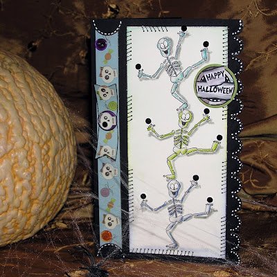 Mel Stampz: (10) Skeleton Stack card (with patterned paper faux ribbon ...