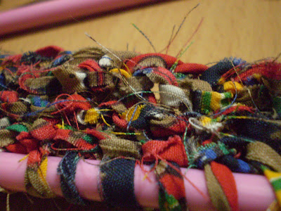 because she started knitting: Knitting with fabric strips