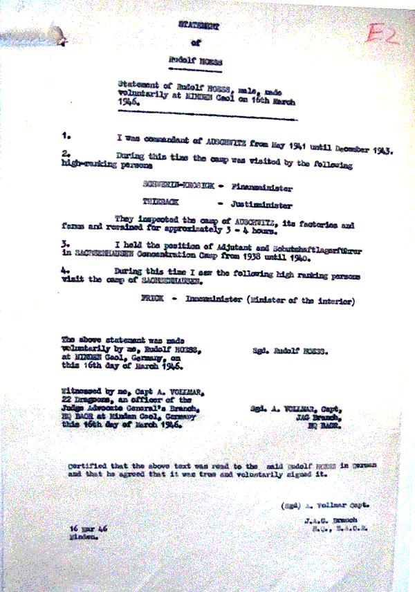 Holocaust Texts: 2 Early Testimonies by Rudolf Hoess