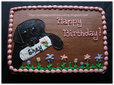 Just Like Grandma's: Black Lab and Flowers Cake
