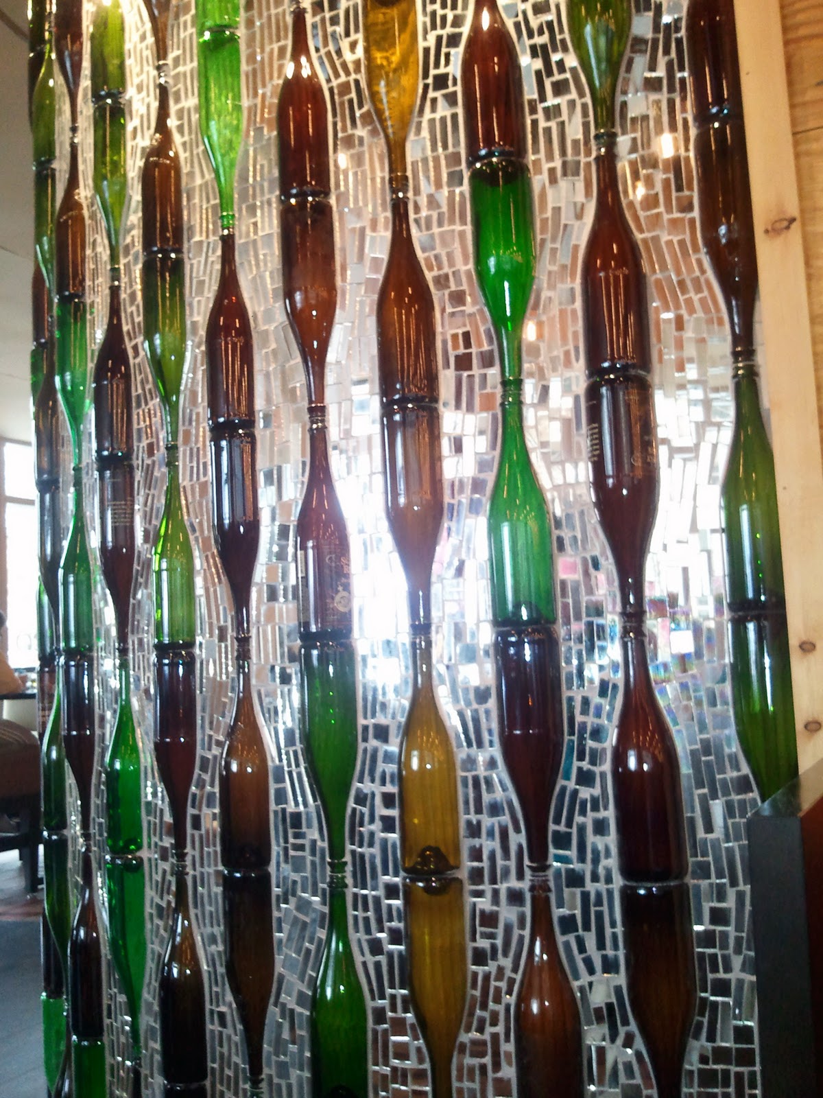 Artistic Uses Of Recycled Glass Recycled Glass Bottle Wall In Arlington Restaurant