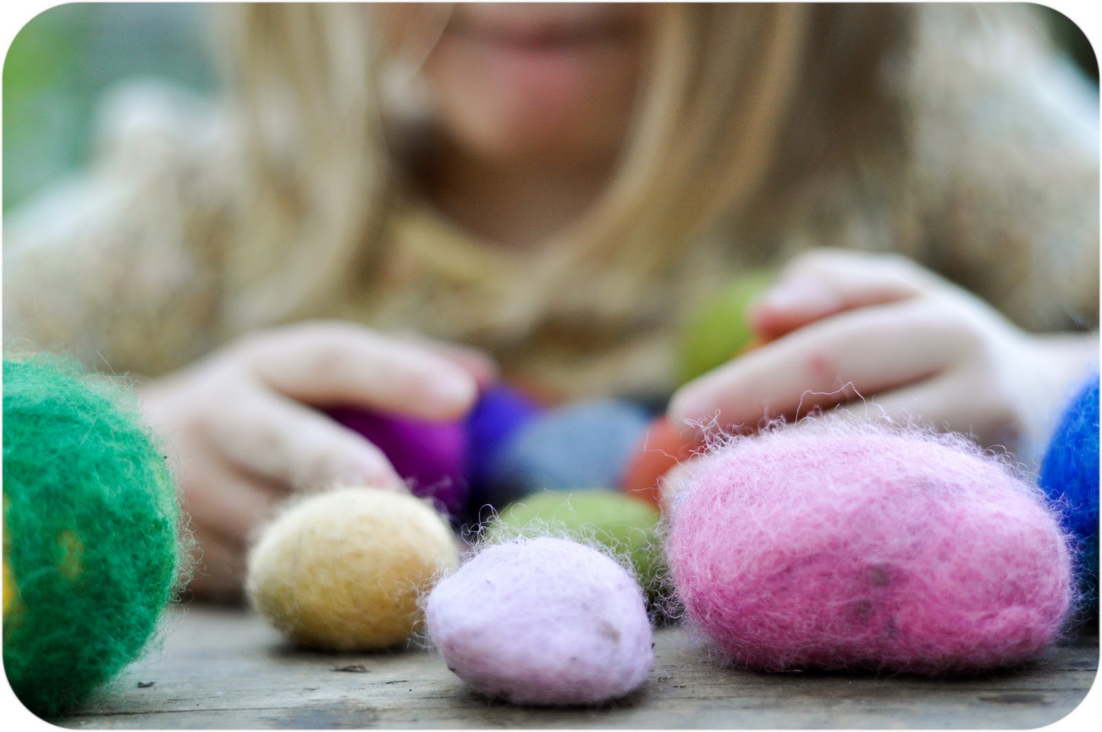 last week’s felting fun (felted rocks)