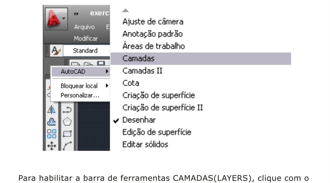 Autocad 2D Tutoriais e exercicios: Camadas/Layers