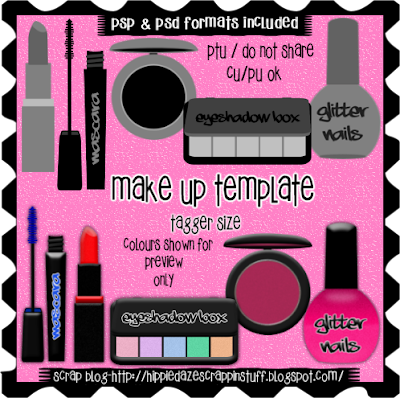 Hippiedaze Scrappin' Stuff: Make Up Set Template