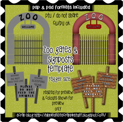 Hippiedaze Scrappin' Stuff: Zoo Gates & Sign Posts Template