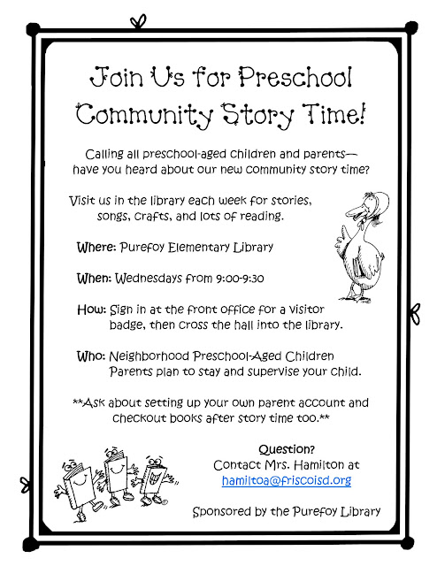 Purefoy Library Blog: Come Visit Us for Storytime!