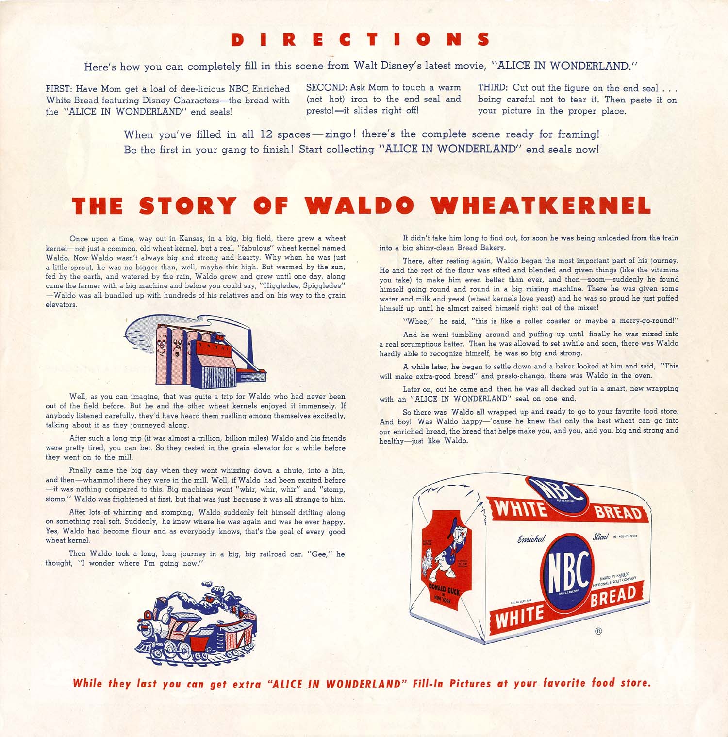 Vintage Disney Alice in Wonderland: NBC Bread End Seal Label Fill-In ...