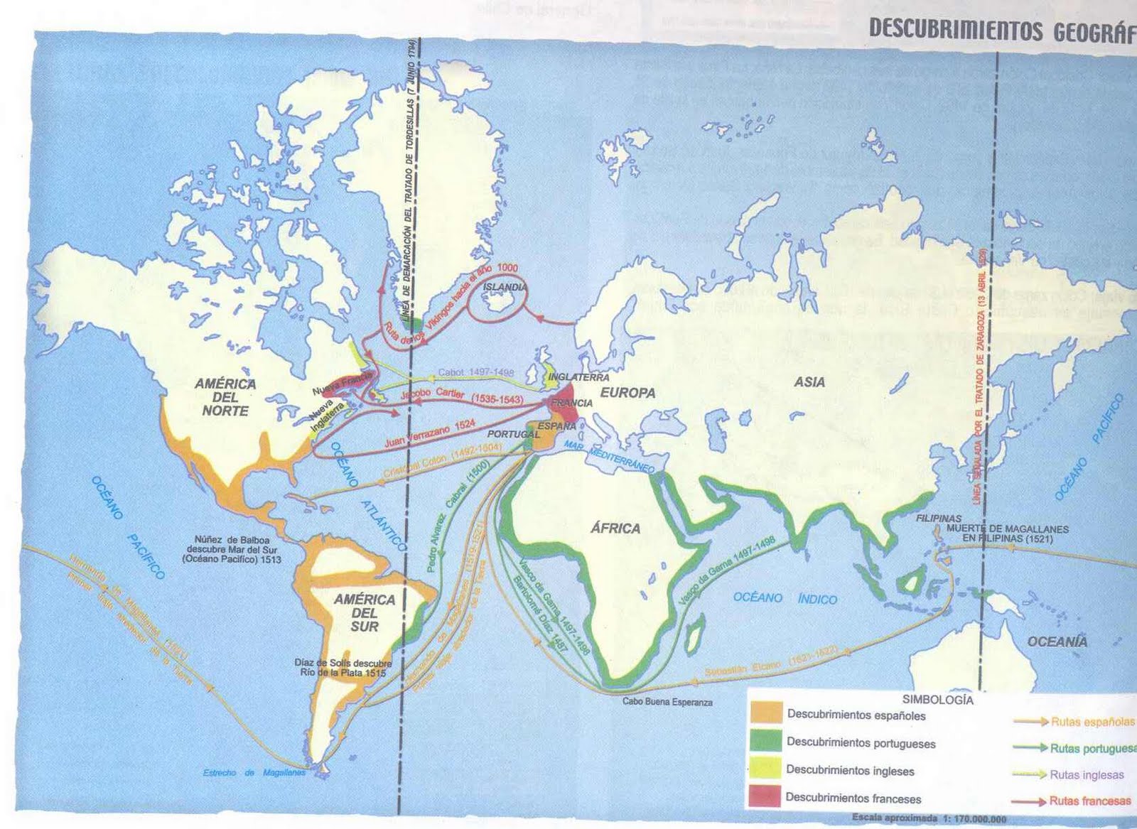 8 BÁSICO - HISTORIA, GEOGRAFÍA Y CIENCIAS SOCIALES: MAPA GRANDES DESCUBRIMIENTOS (S.XV y XVI)